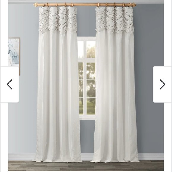 Other | Six White Curtain Panels With Attached Ruched Valance | Poshmark